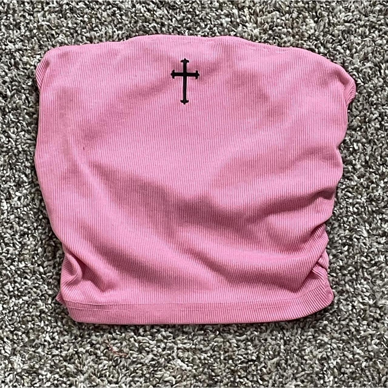 Pink cross tube top ️size XS ️from shein ️never... - Depop