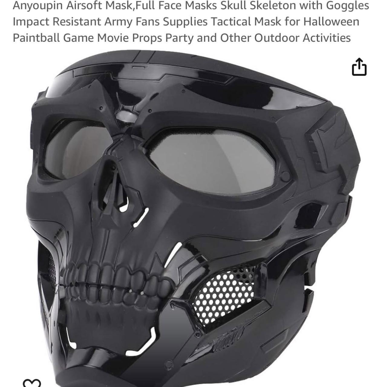 Black and grey skull mask for cosplay and Halloween... - Depop