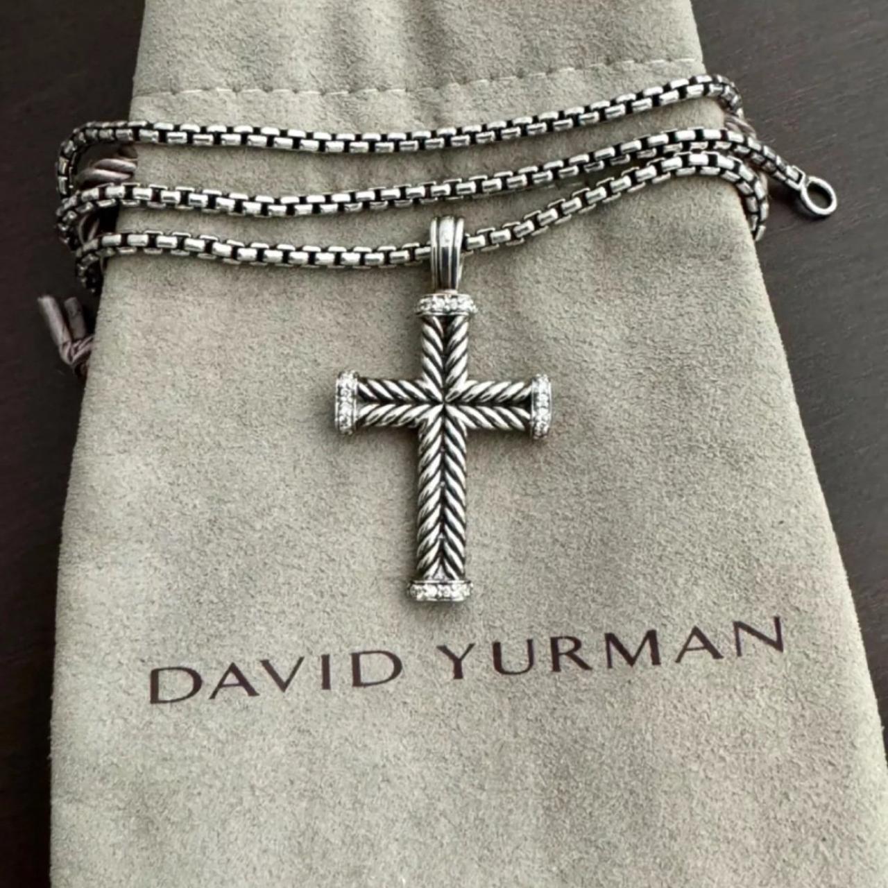David Yurman AUTHENTIC Chevron Pendant with White... - Depop