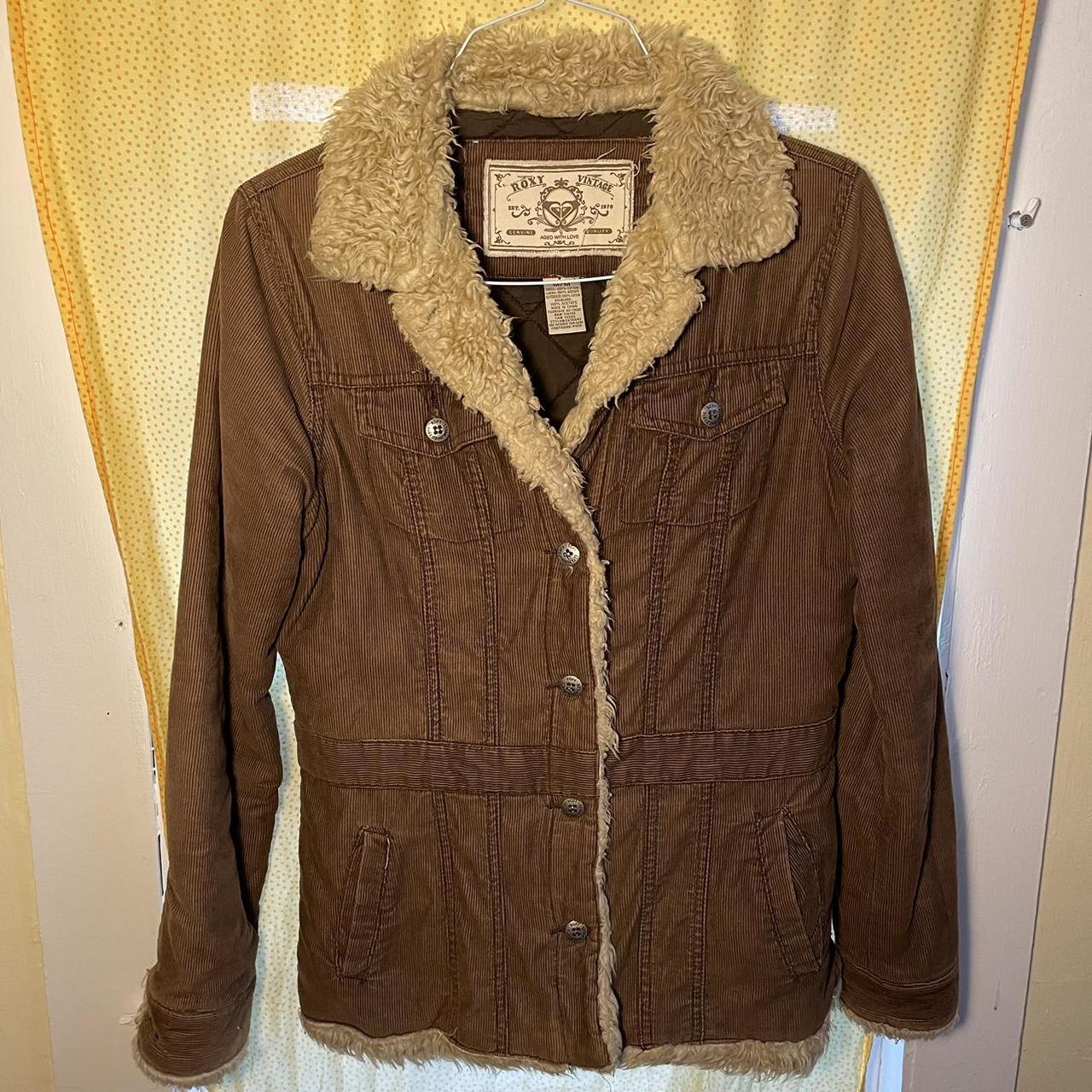Vintage Roxy brown corduroy jacket Has Sherpa... - Depop