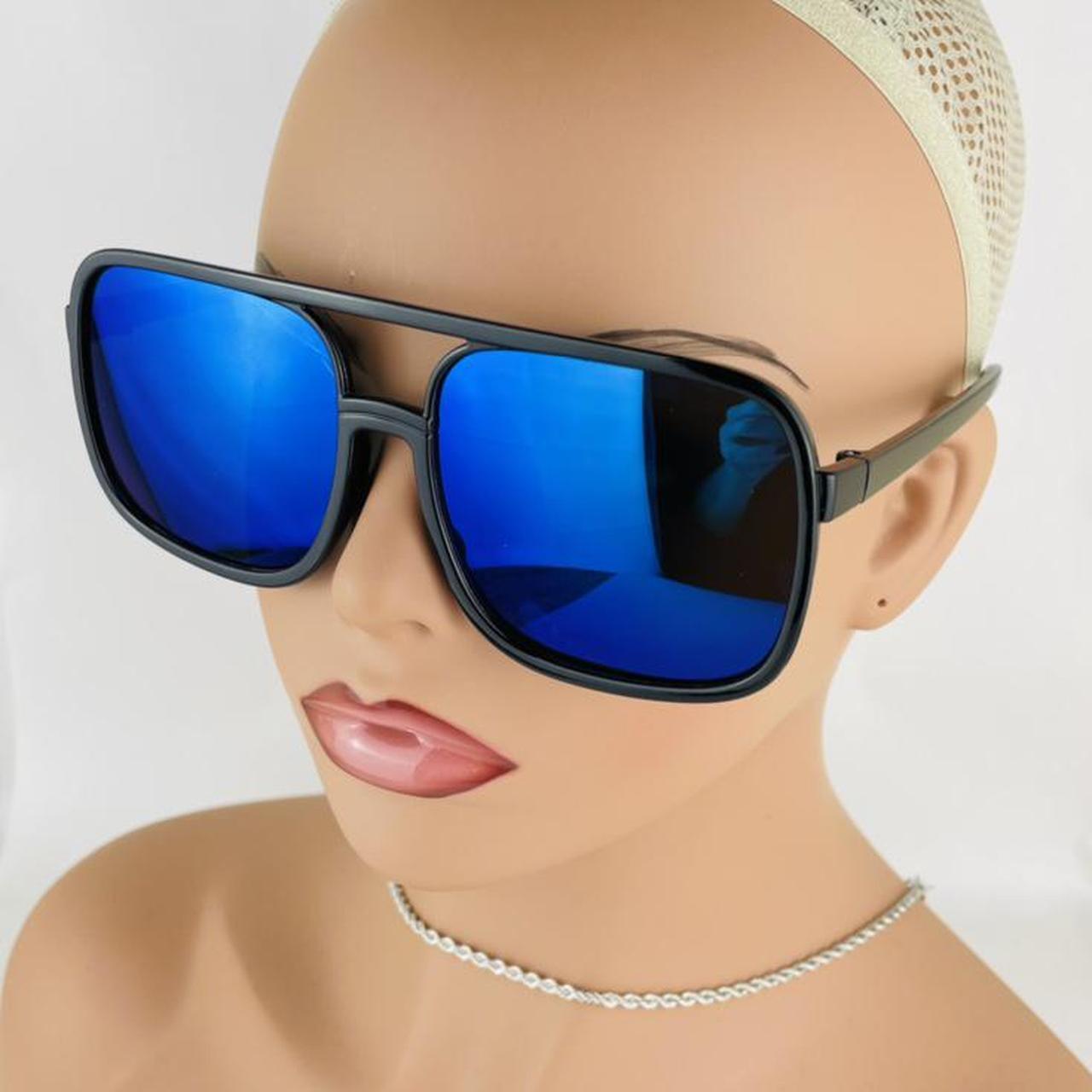 Black frame and dark blue lenses# sunglasses... - Depop