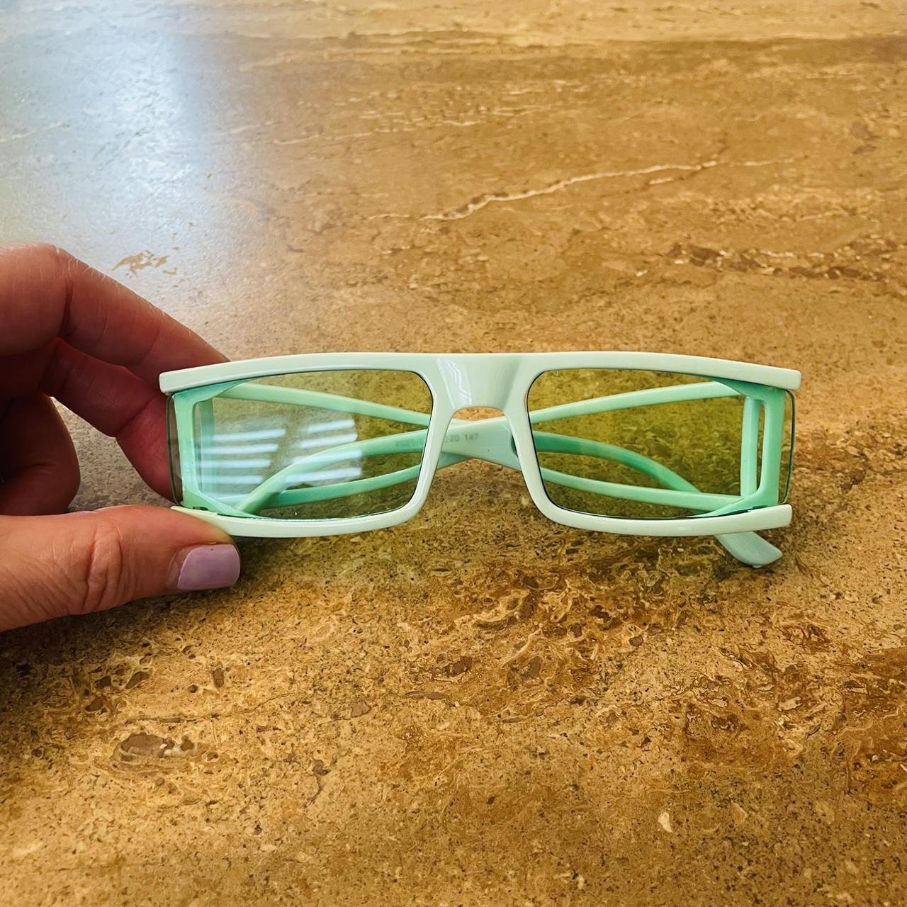 Mint green color lenses #rectangular mint green... - Depop