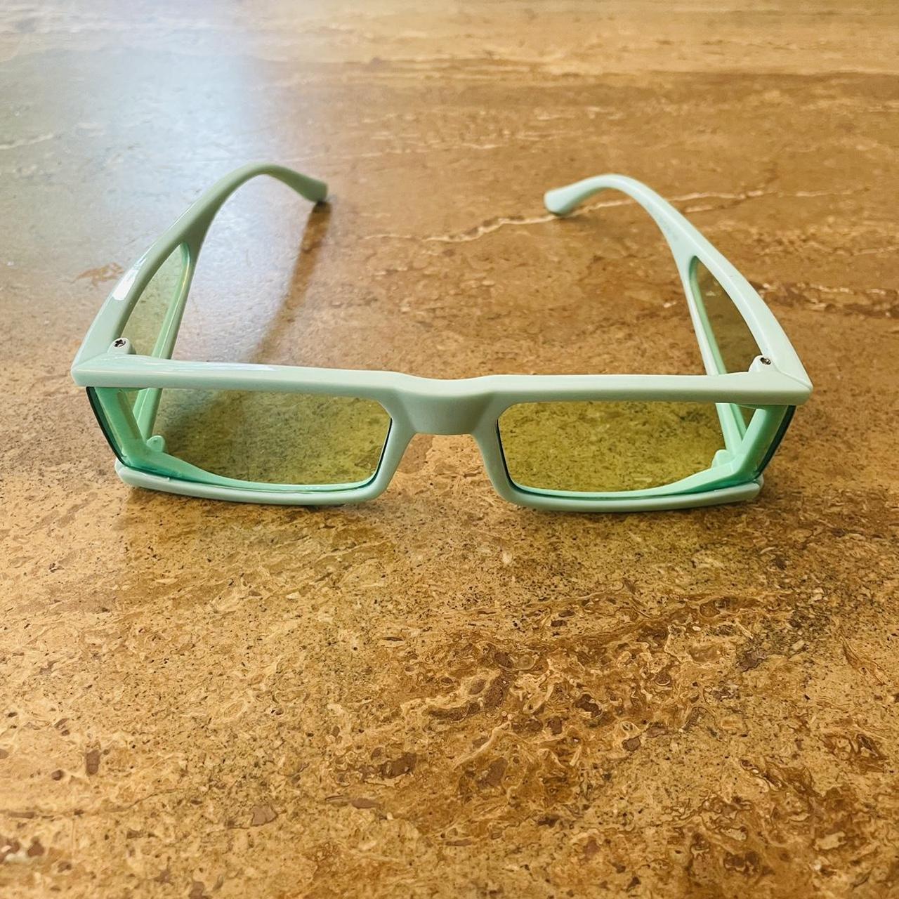 Mint green color lenses #rectangular mint green... - Depop