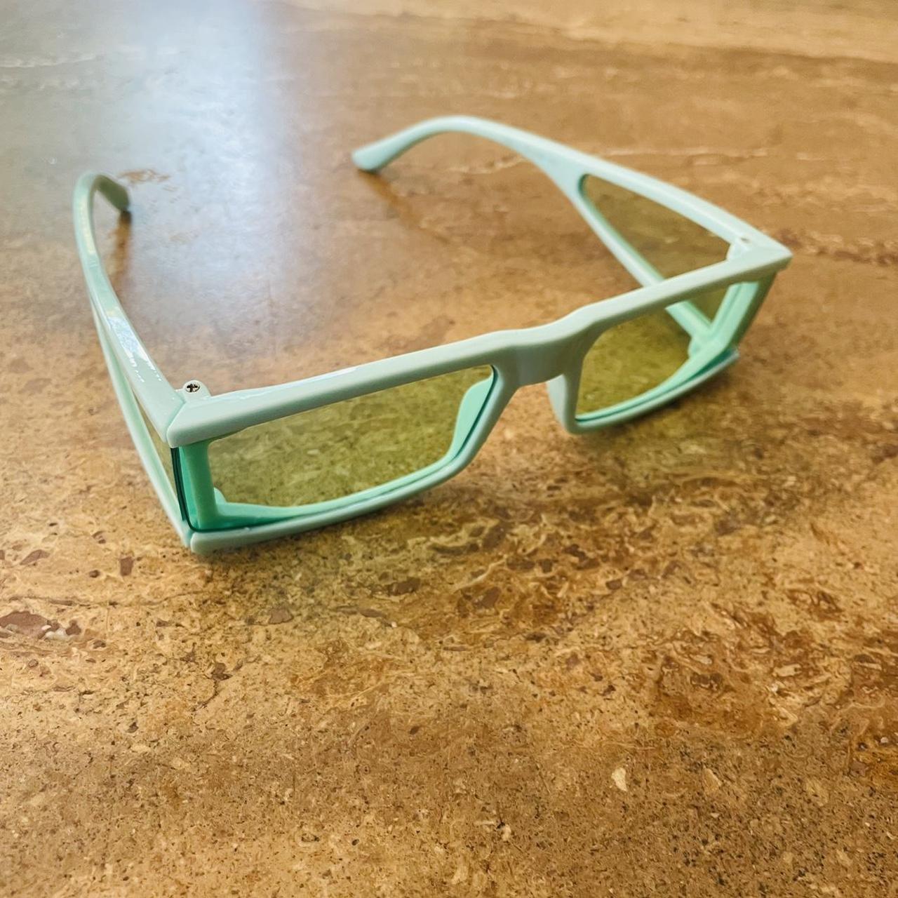 Mint green color lenses #rectangular mint green... - Depop