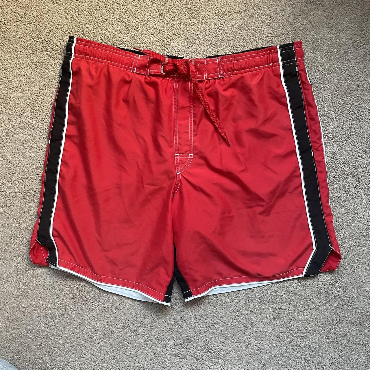 men’s red Speedo swim shorts gently worn no size... - Depop
