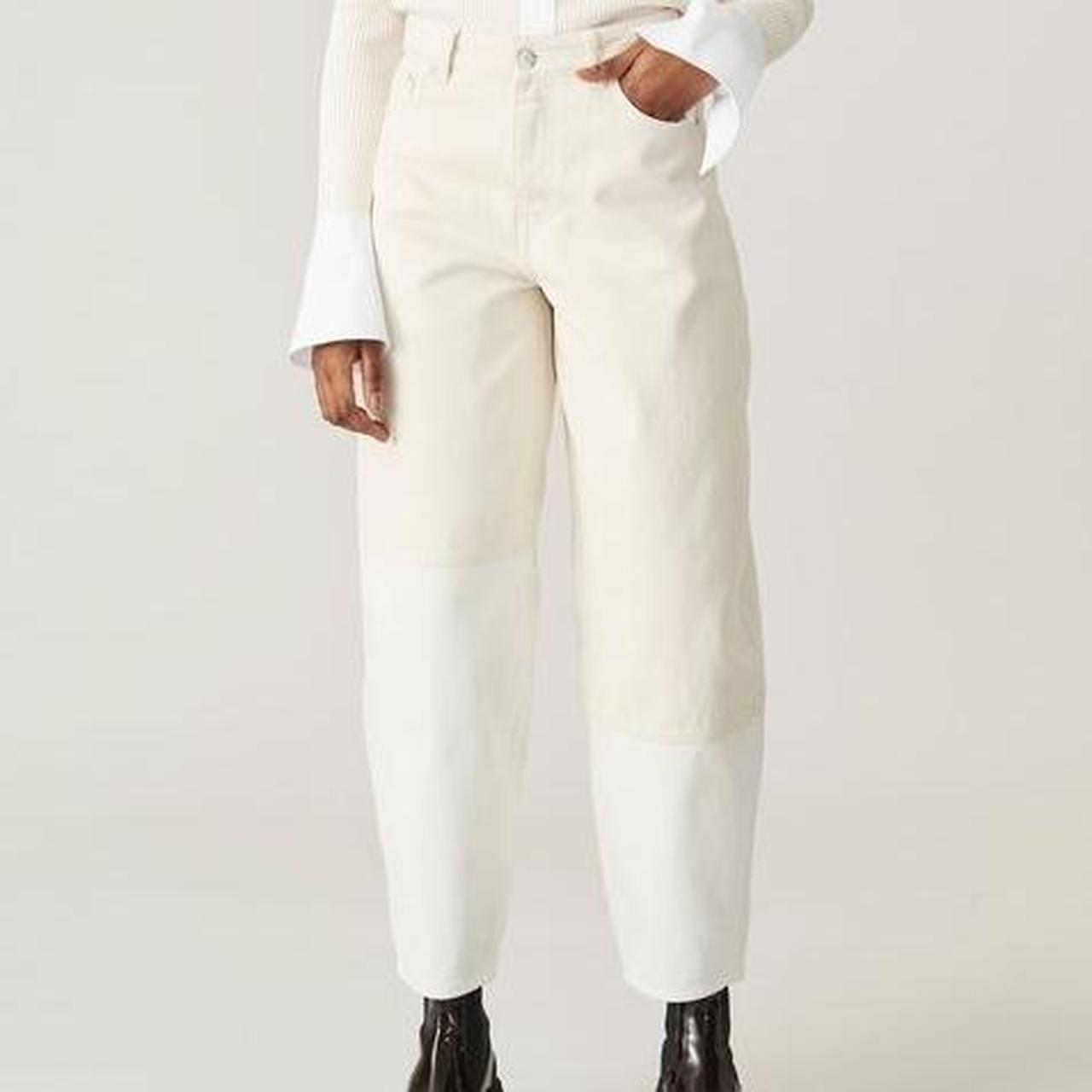 Ganni Women's White and Cream Jeans | Depop