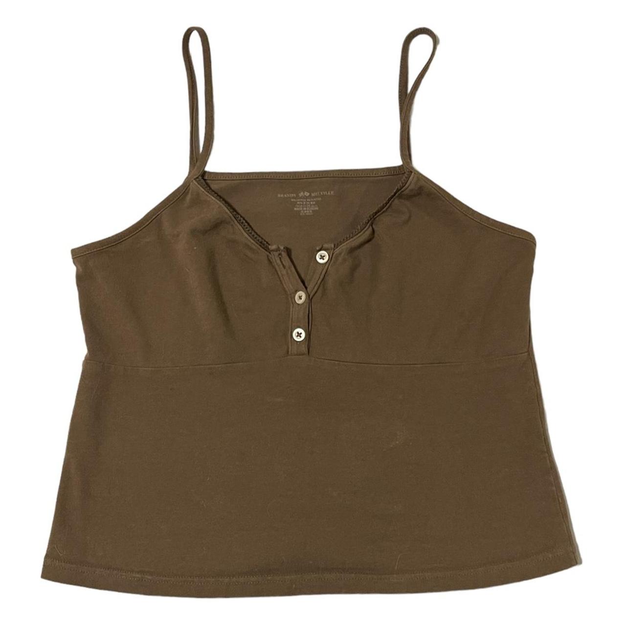 brandy melville henley tank top 🛀 -brown tank top... - Depop