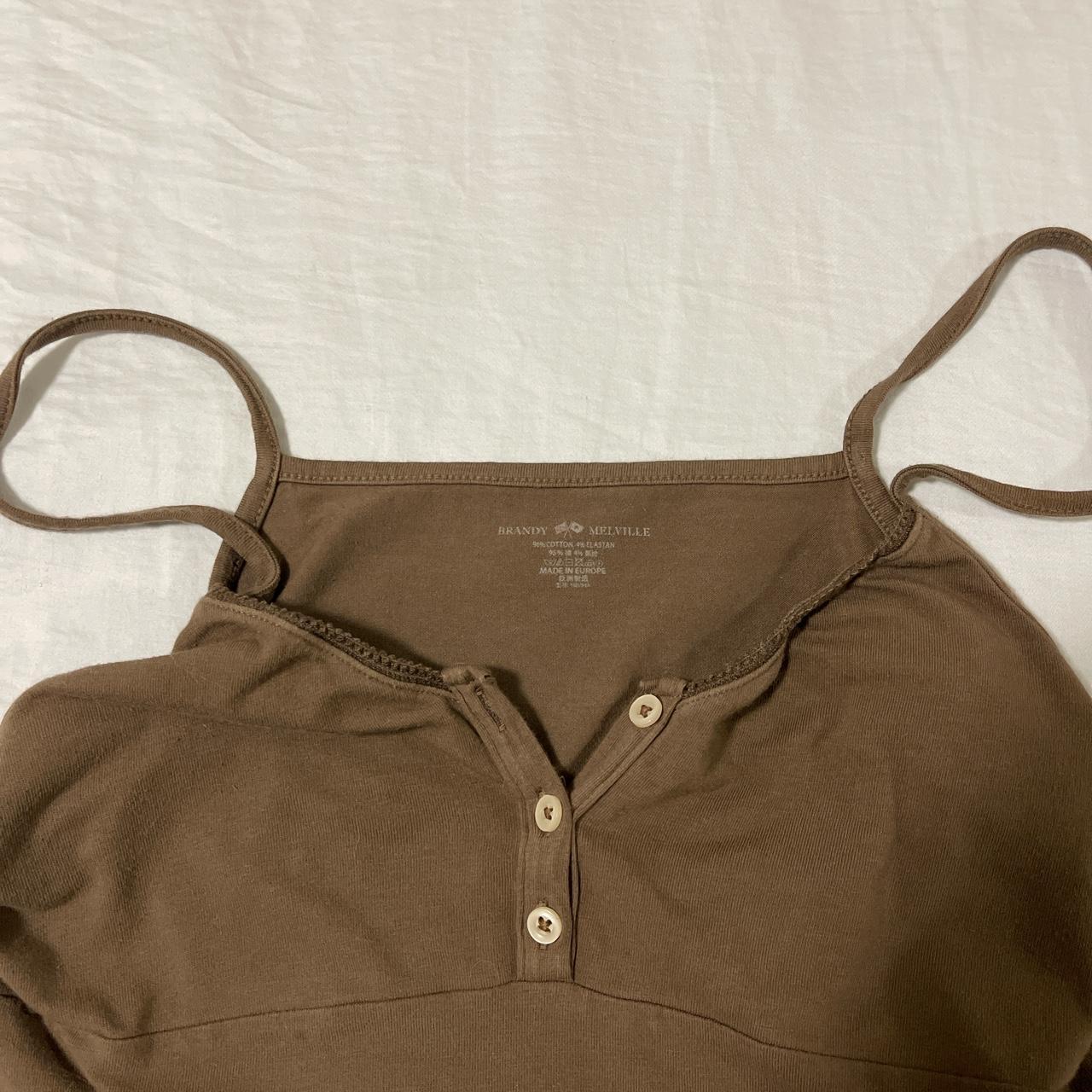 brandy melville henley tank top 🛀 -brown tank top... - Depop