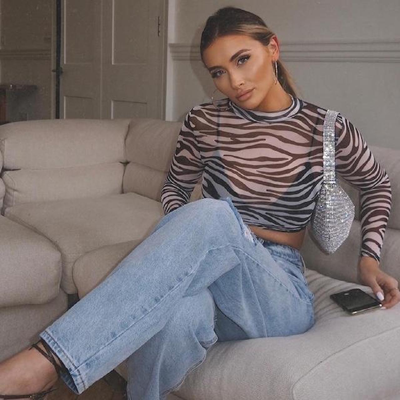 PLT - zebra mesh top super cute high neck mesh top,... - Depop