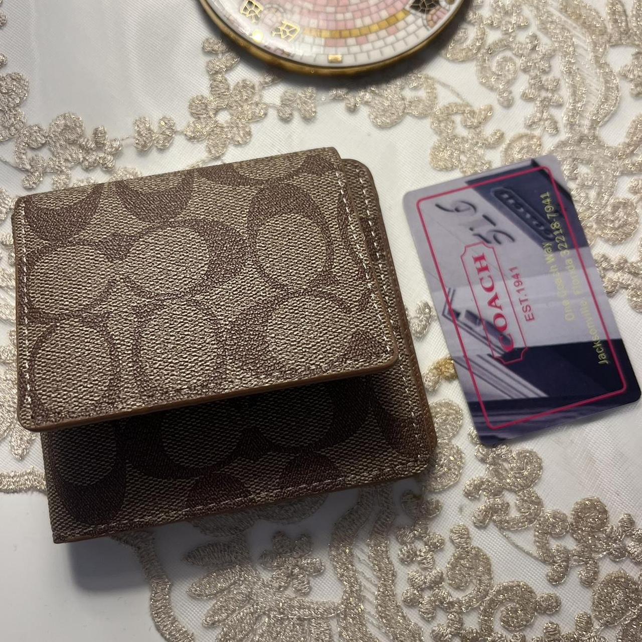 Coach beige wallet in signature coated... - Depop