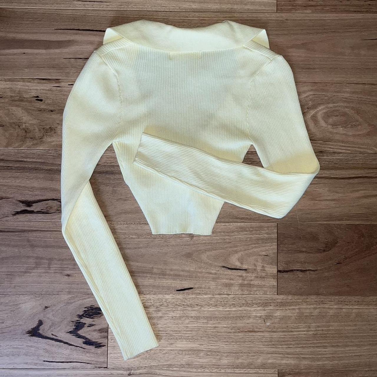 Pastel Yellow twist knot ribbed long sleeve top with... - Depop