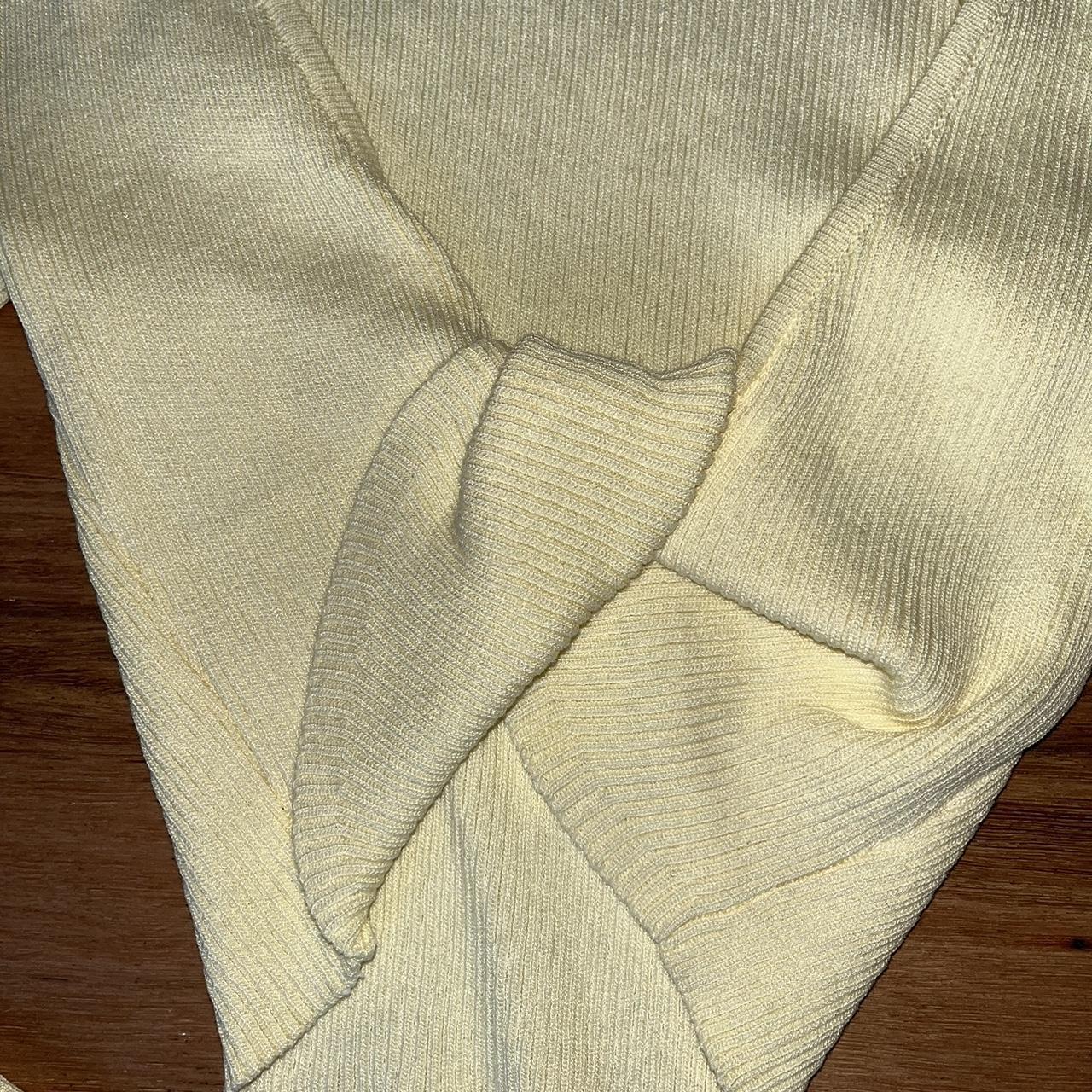 Pastel Yellow twist knot ribbed long sleeve top with... - Depop