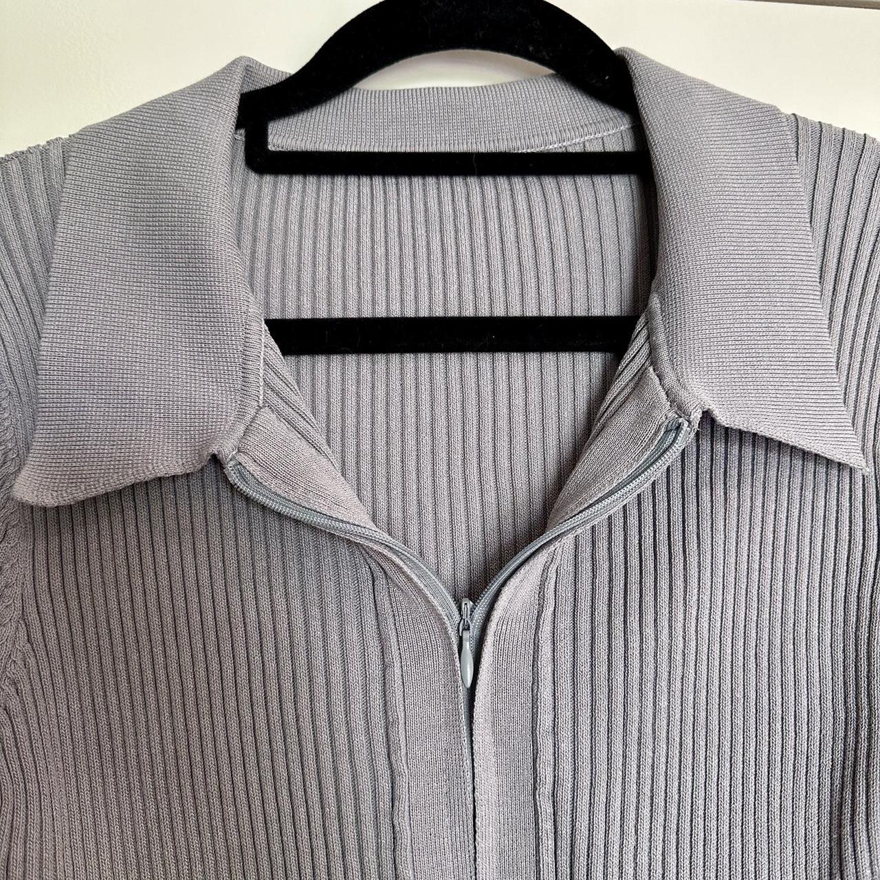Cider grey bodysuit with quarter zip and collar.... - Depop