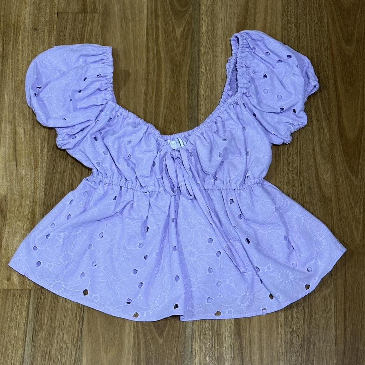 ASOS Design lilac top, embroidered flower... - Depop