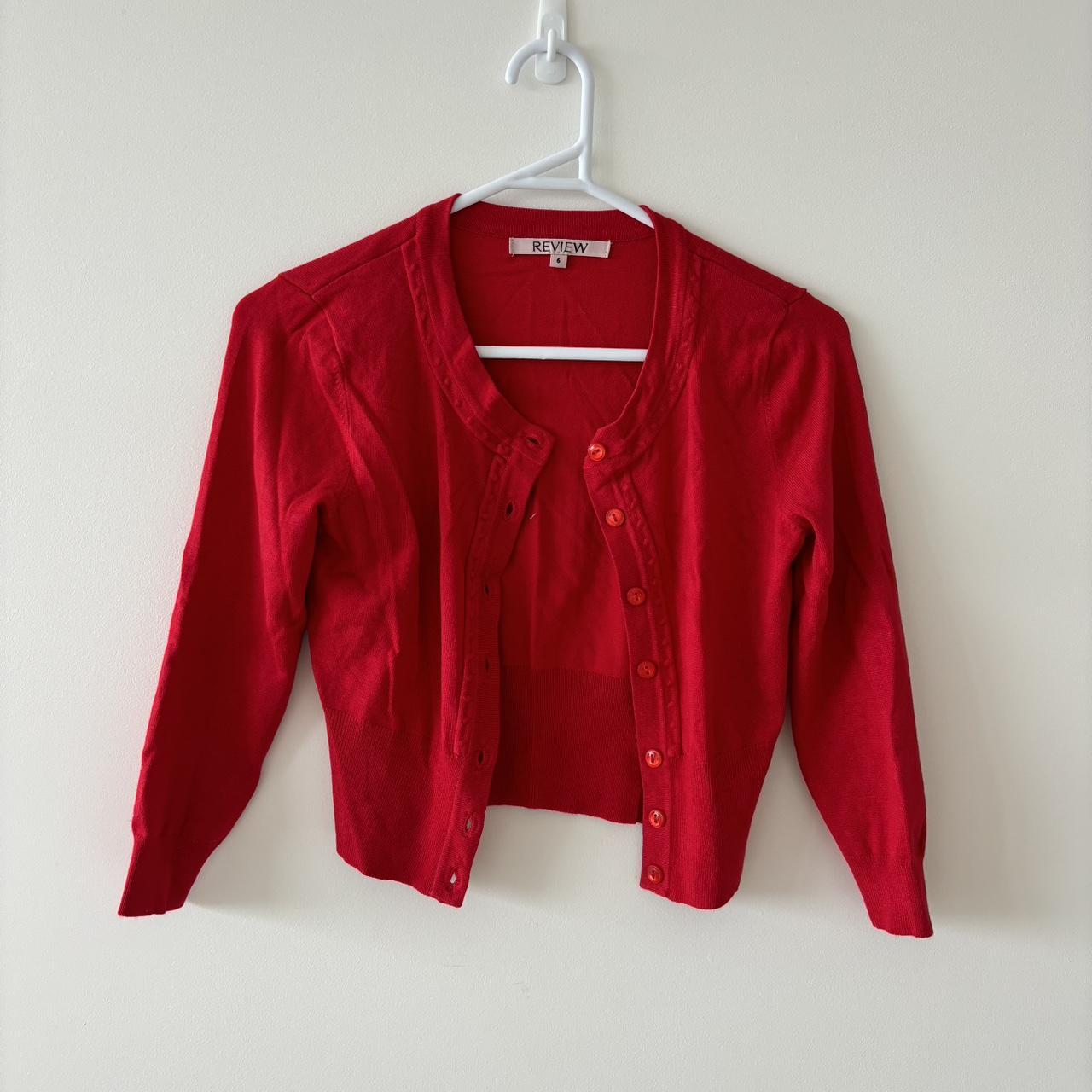 Review red cropped cardigan Size 6 #Review... - Depop