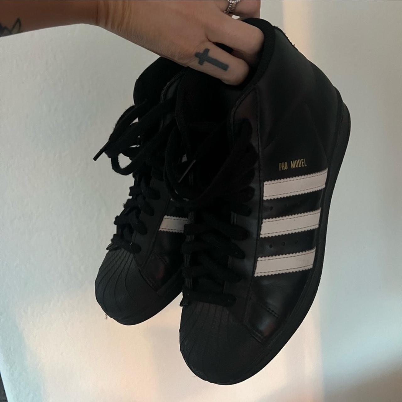 adidas pro superstar high top black men’s 6.5... - Depop