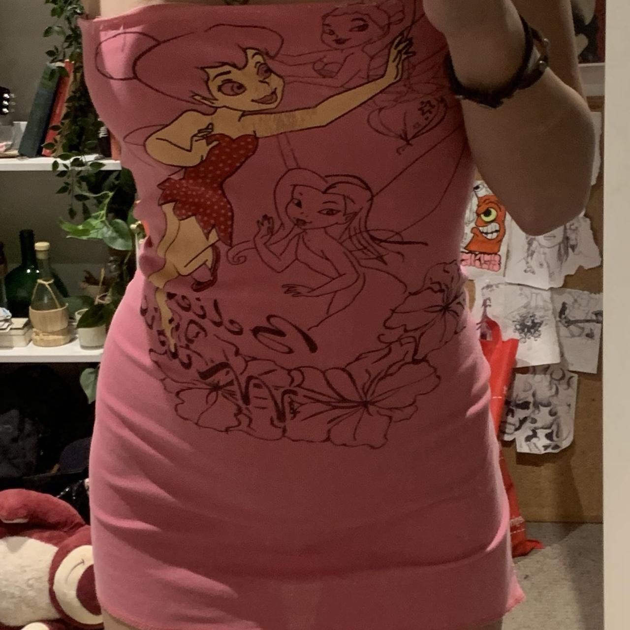 upcycled pink tinkerbelle dress - Depop