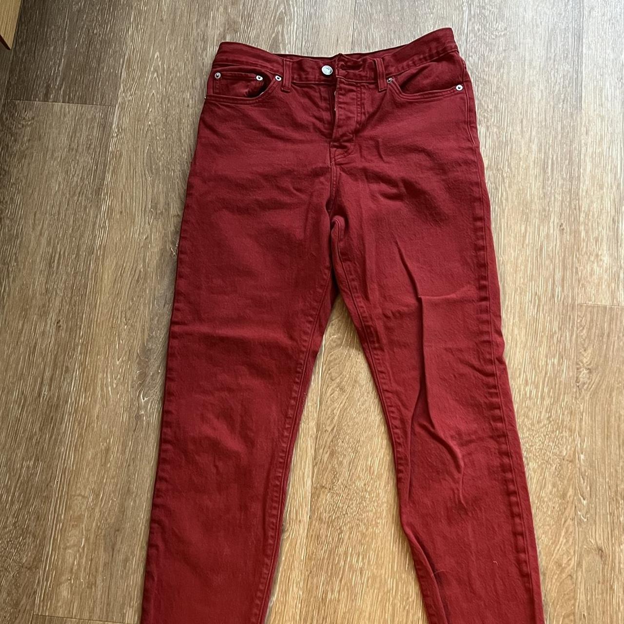 Levi, red, size 29, fits like a 27, great condition,... - Depop
