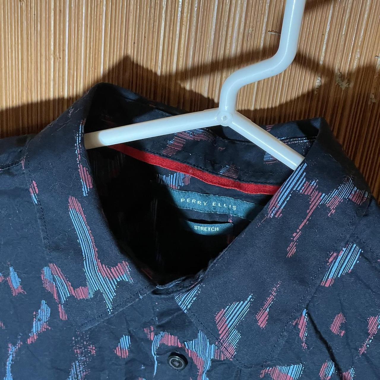 large digital camouflage Perry Ellis button up tshirt - Depop