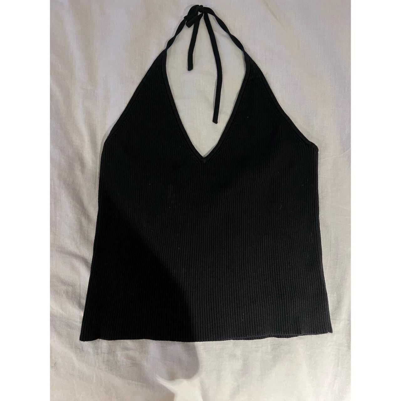 Vintage Ralph Lauren black knit halter top. String... - Depop