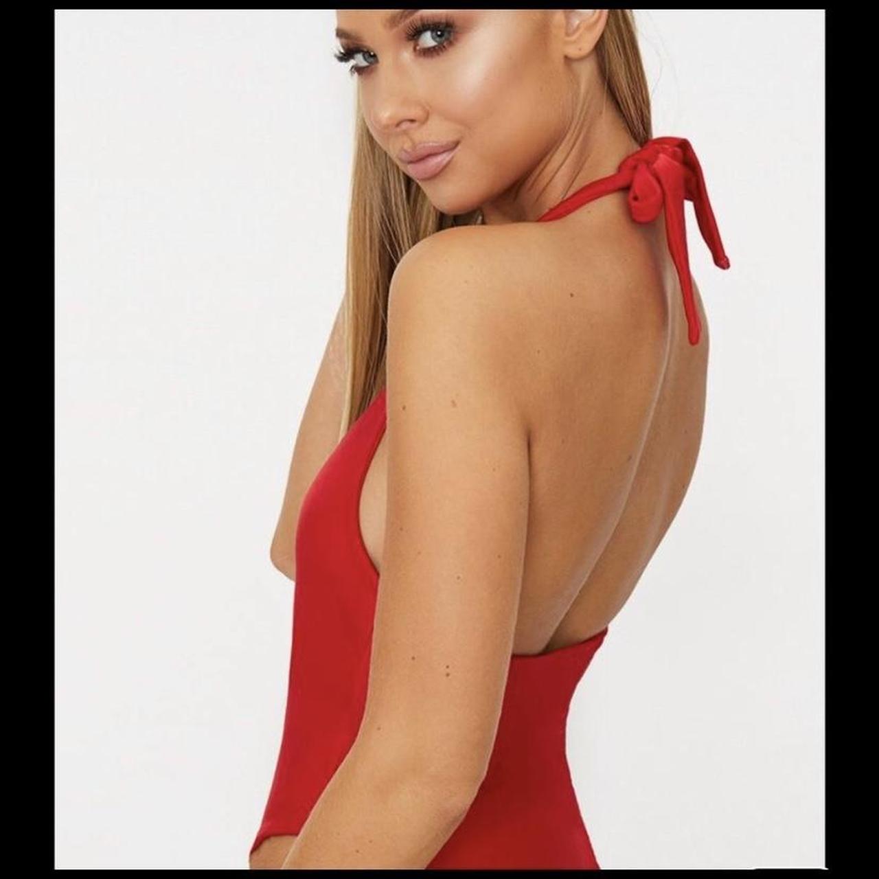 Red High Leg Bathing Suit One Piece Never Worn Depop