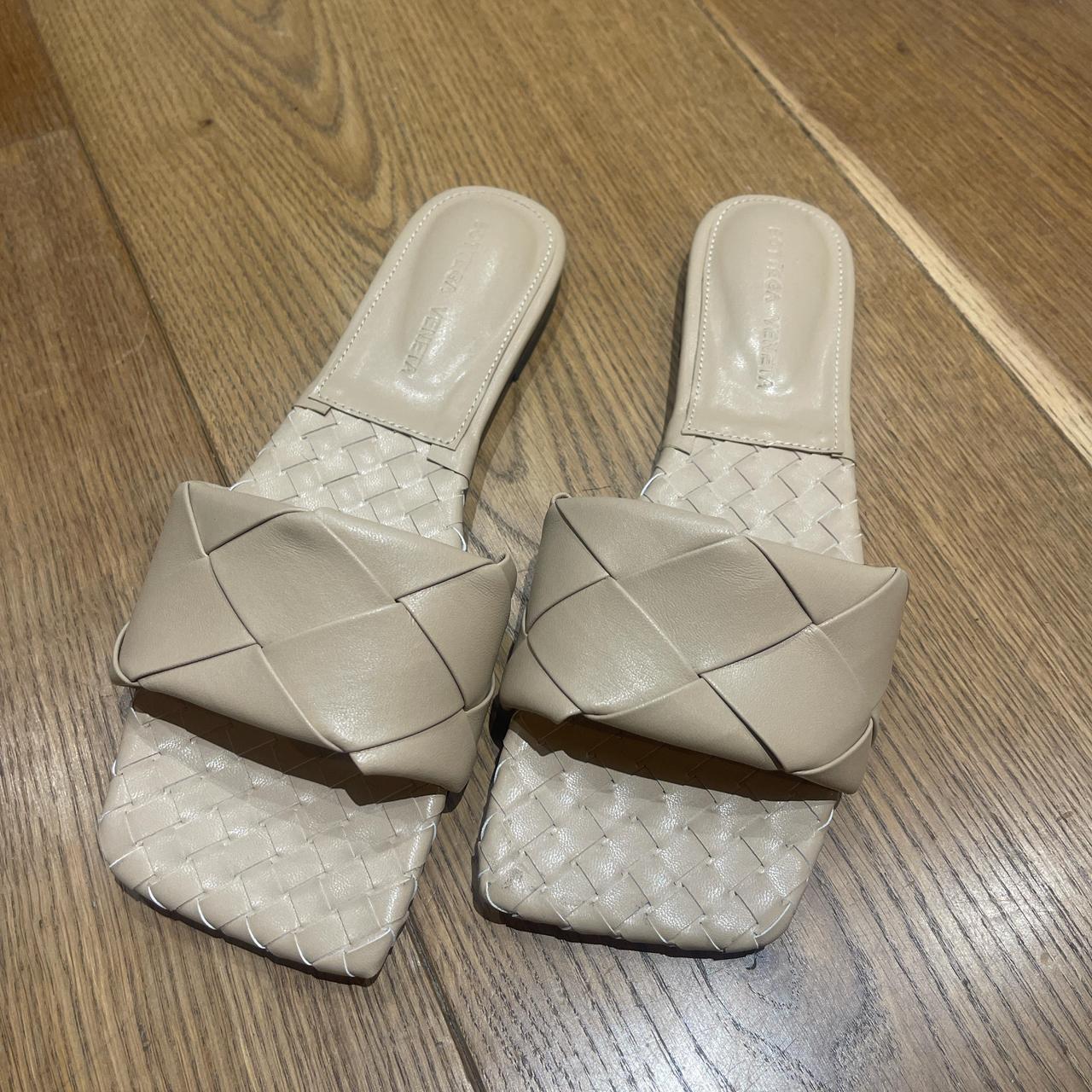 100% genuine flat leather slide sandals . In the... - Depop