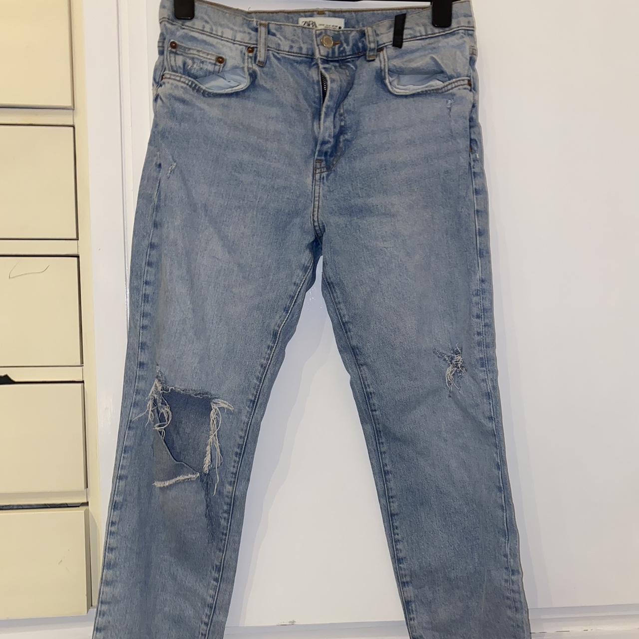 ripped zara denim jeans - Depop