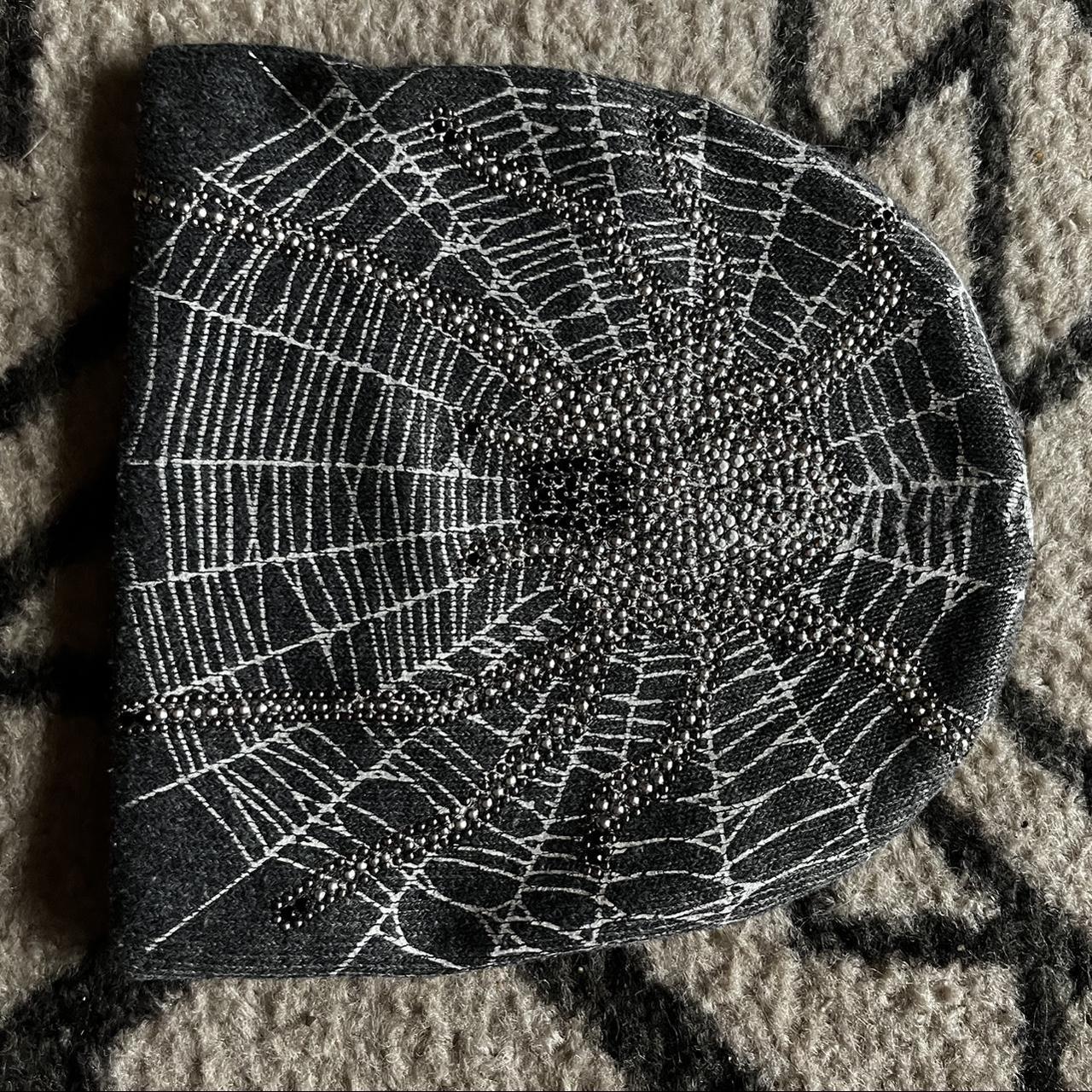 Recluse gathering grey spider web jewel beanie... - Depop