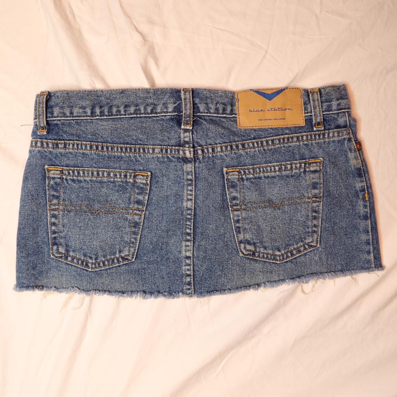 Vintage micro mini blue denim jean skirt. size... - Depop