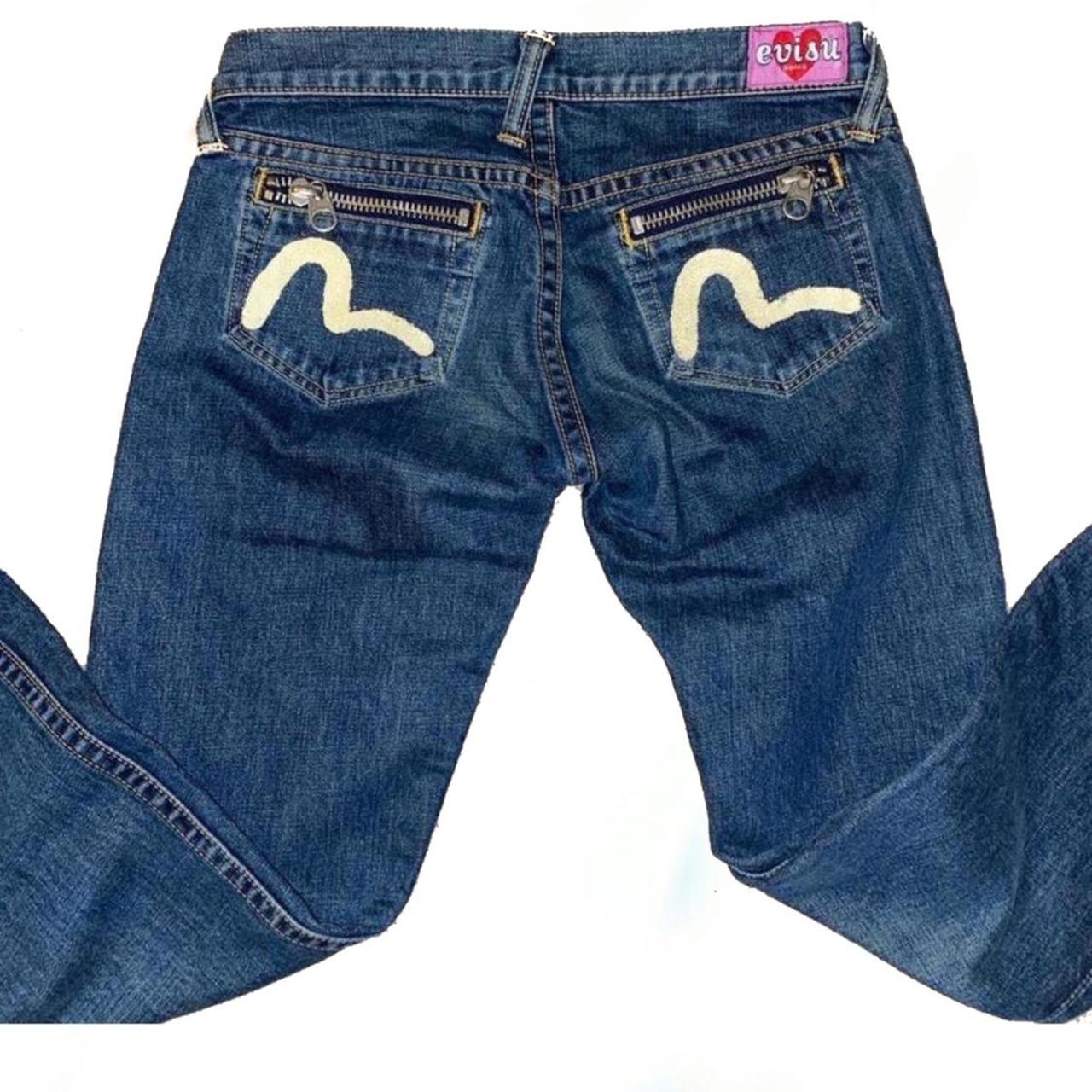 Evisu Women's Blue and Navy Jeans | Depop