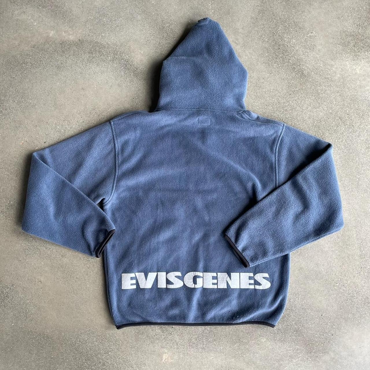 evisu jeans blue fleece zip up really cool hoodie... - Depop