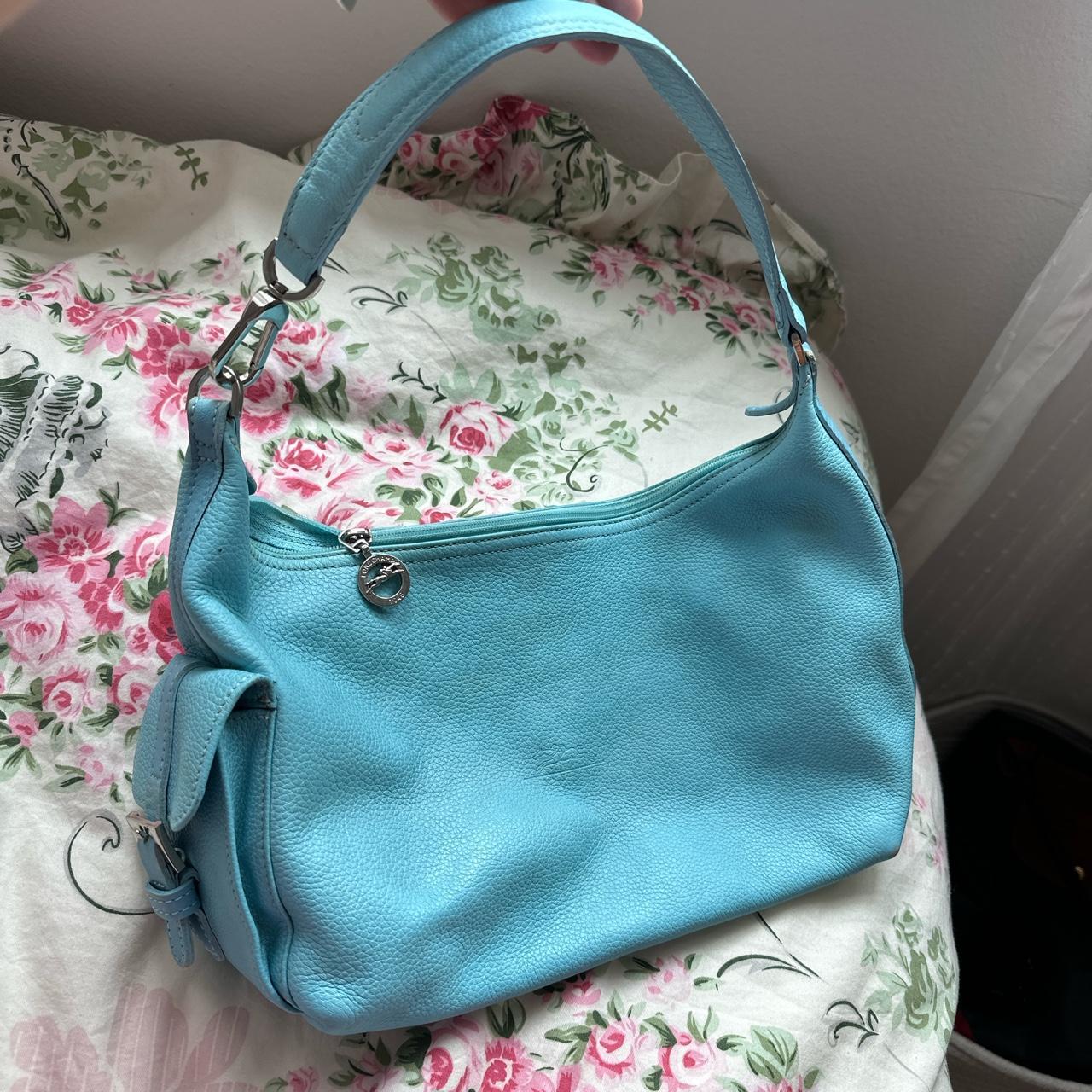 Bright blue longchamp shoulder bag Has wear (look at... - Depop