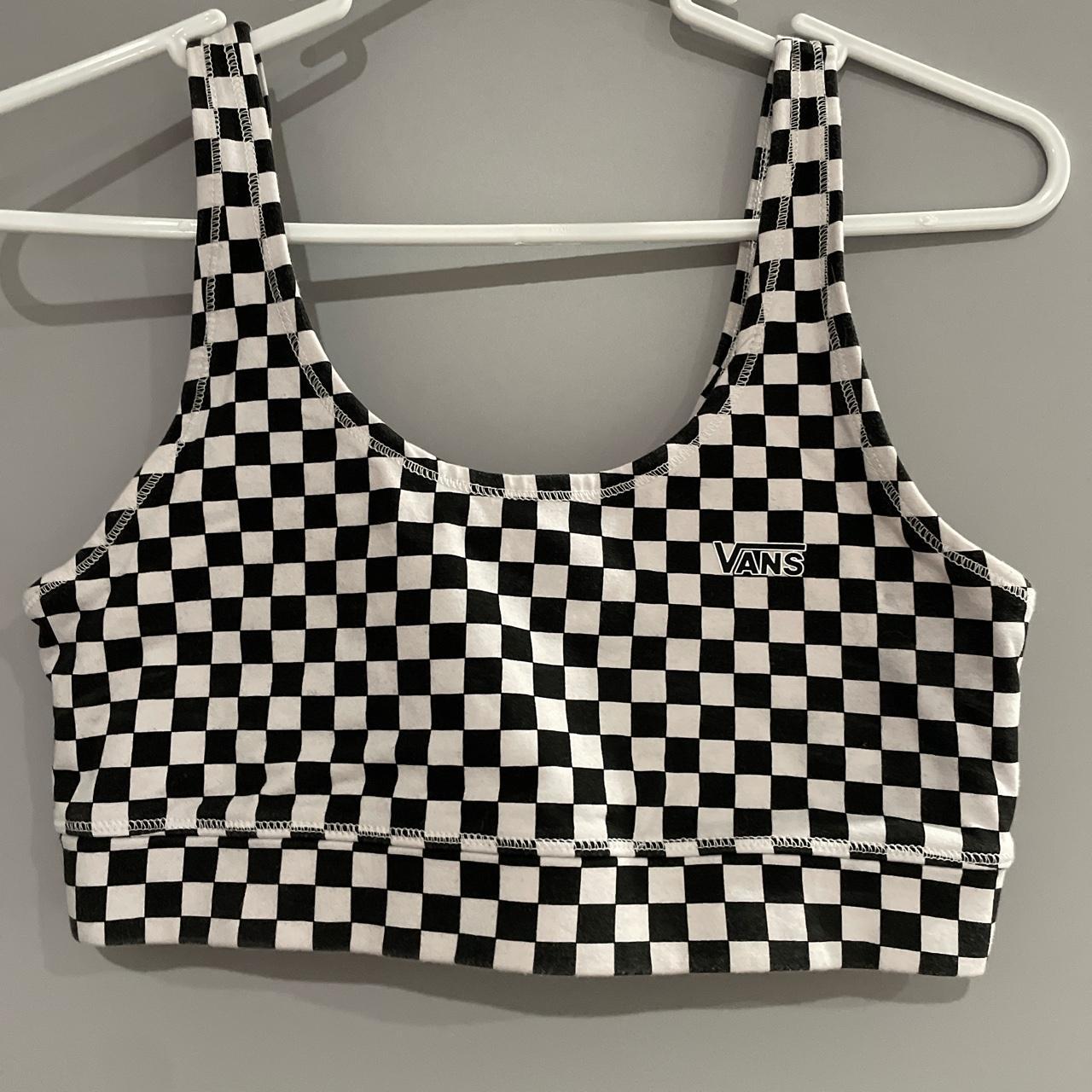 size M Vans checkered tank/sports bra - Depop