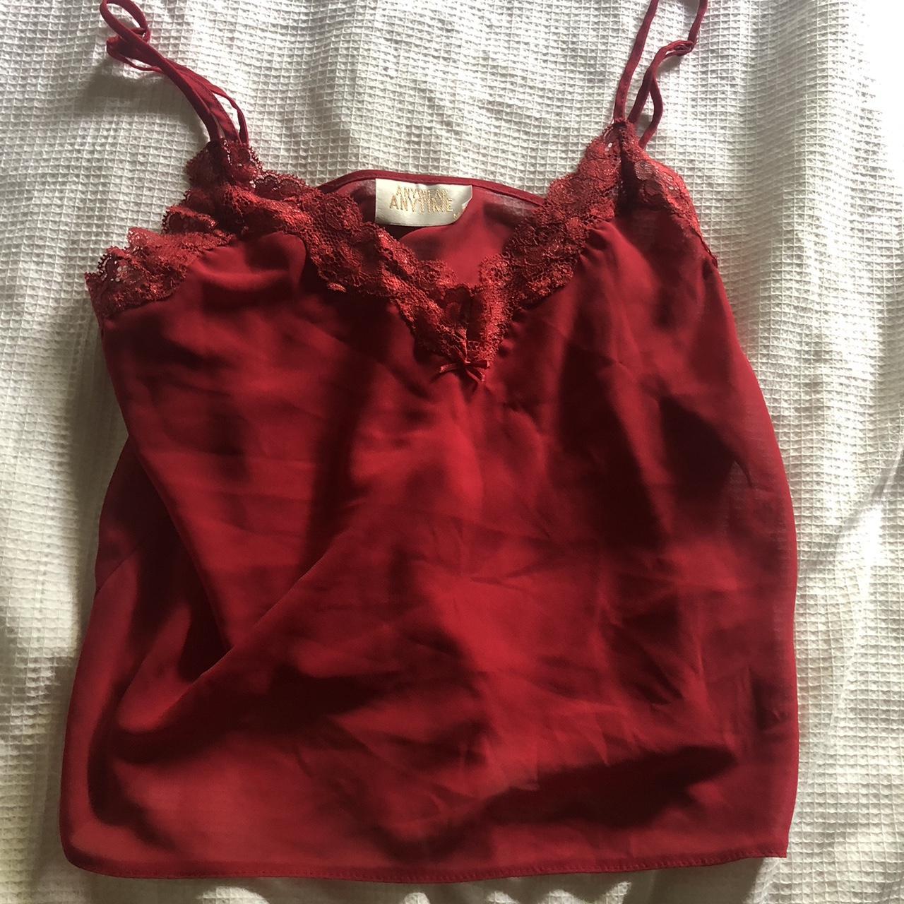 Red lace cami ️ Size medium Perf condition just... - Depop