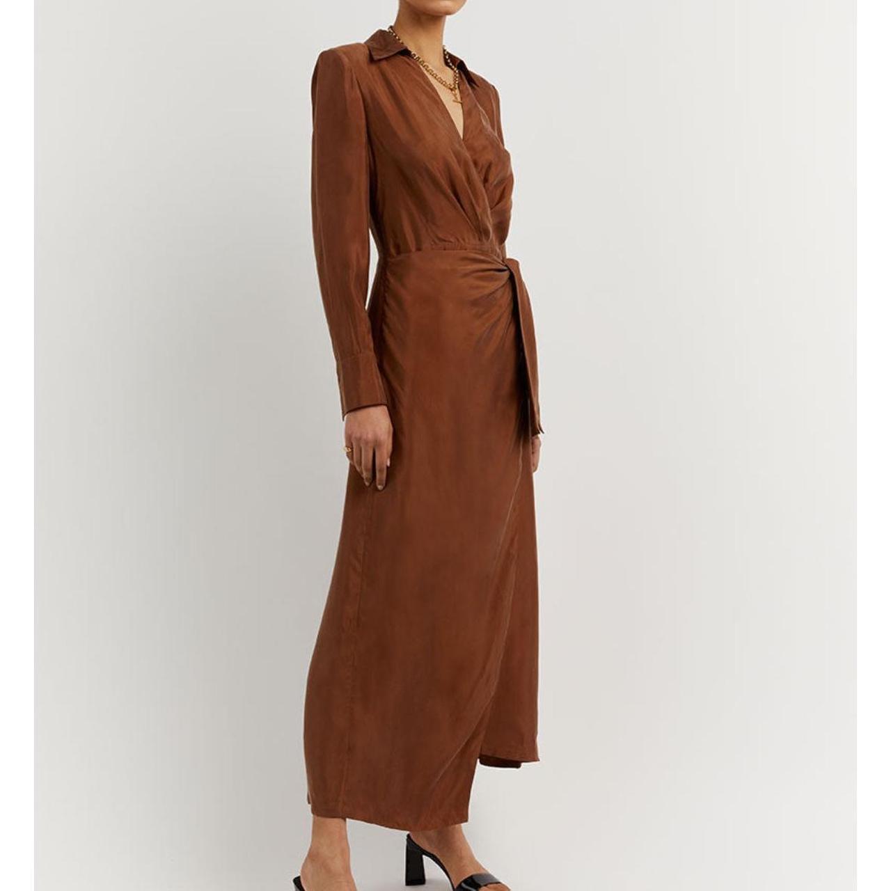 SASHA TAN WRAP MIDI DRESS #DISSH Brand new size 8... - Depop