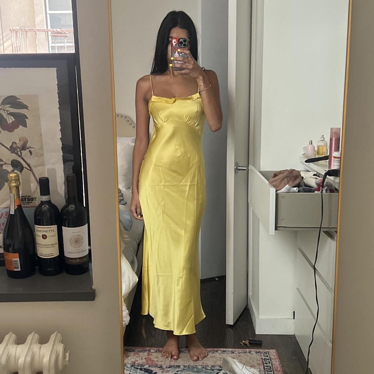 Gorgeous reformation yellow silk maxi dress size XS... - Depop