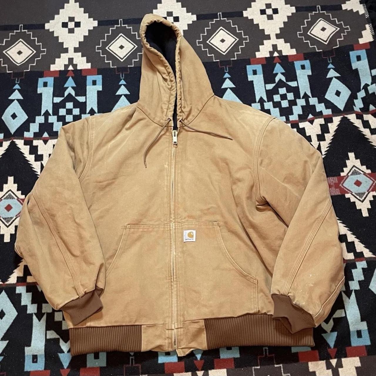 Rare Carhartt Essential hooded work jacket Size... - Depop