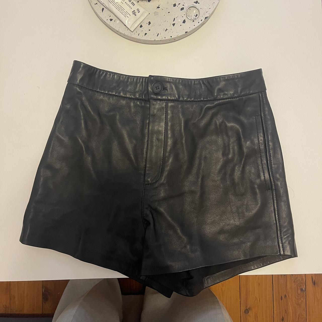 Scanlan Theodore - black leather shorts Bought for... - Depop