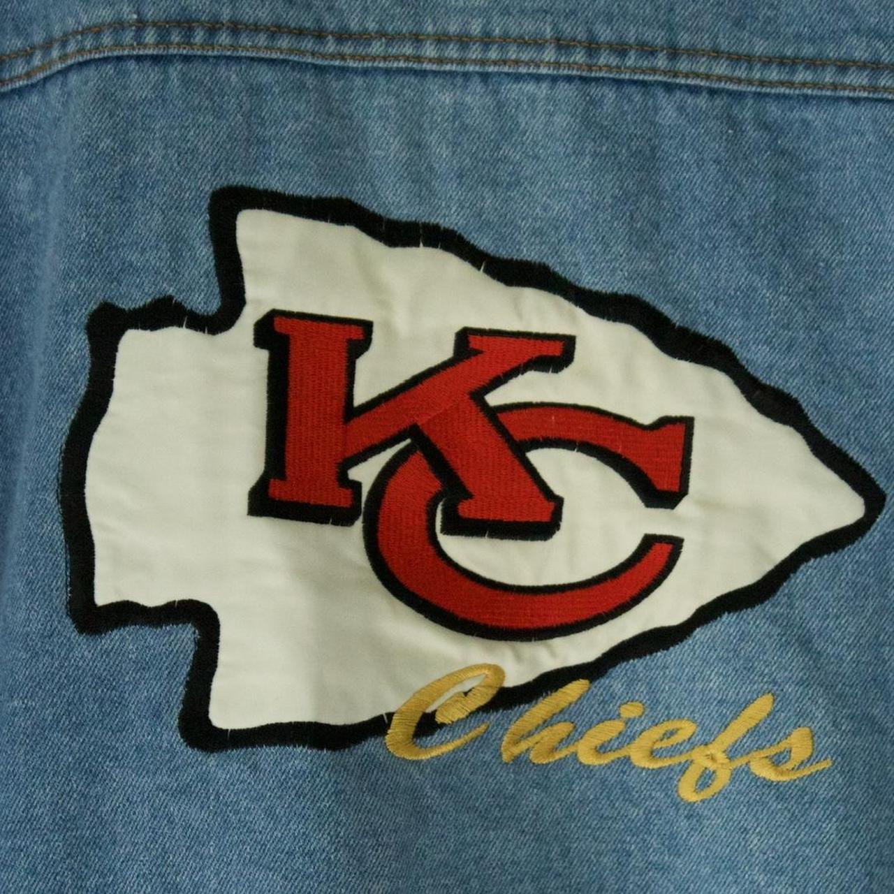 VINTAGE KANSAS CITY CHIEFS DENIM JACKET UNISEX I... - Depop
