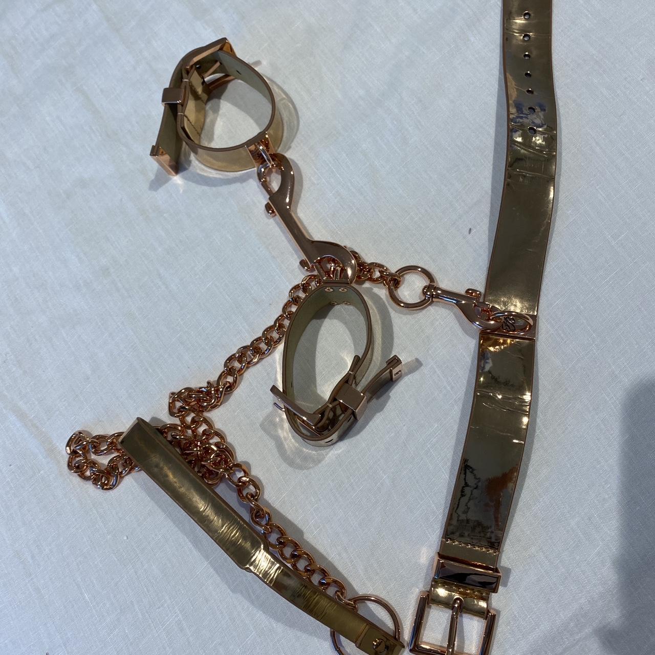 Honey Bridgette leather choker and a hand cuff... - Depop