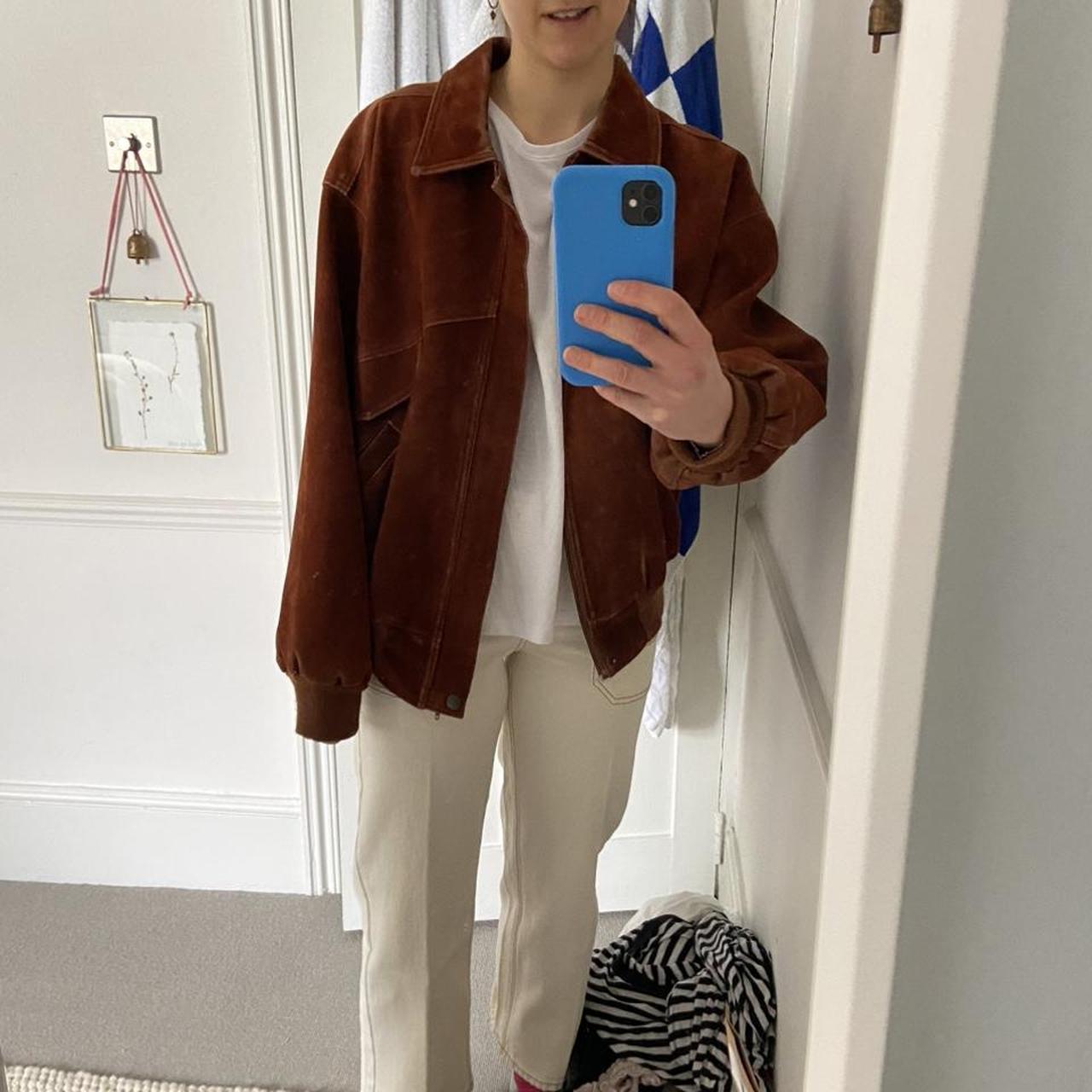 Brown suede flying jacket. Multiple pockets in... - Depop