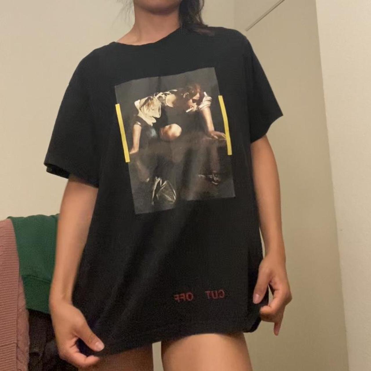 off-white cut off tee great for an oversized look,... - Depop