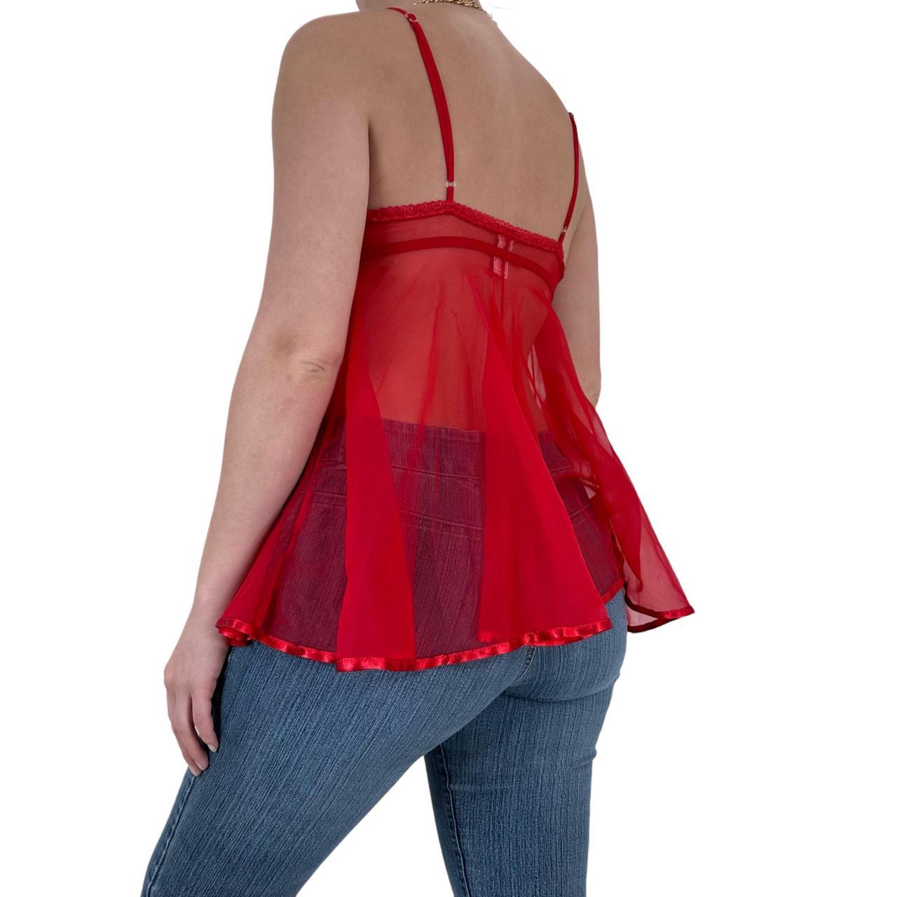 [#1311] [#23AP] 90s Vintage Red Mesh Top Fits... - Depop