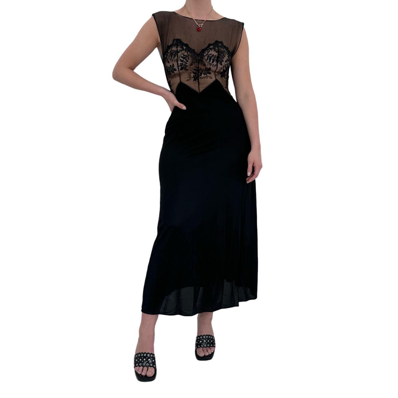 9139 23ap 90s Rare Vintage Black Sheer Maxi Depop