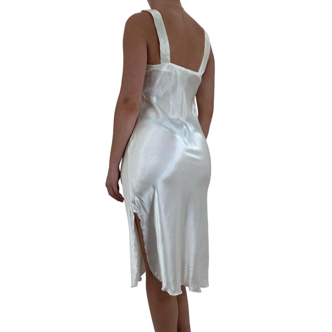 [#10307] [#23MY] 90s Vintage Ivory White Satin Slip... - Depop