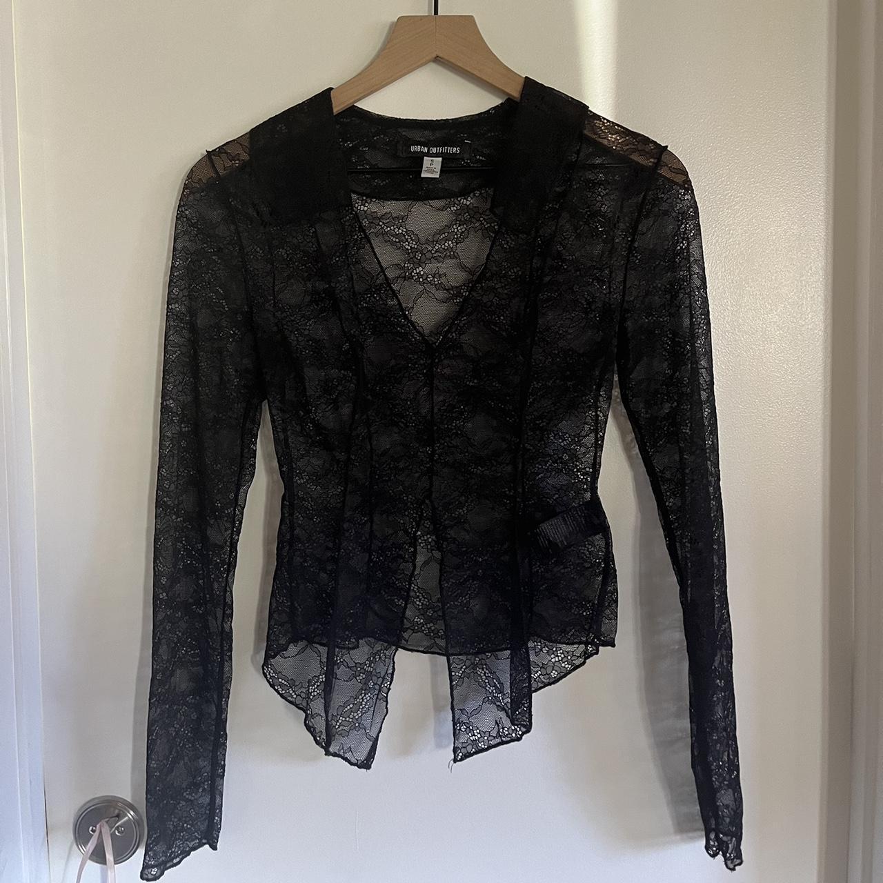 Urban Outfitters black Lacey top. Worn a couple times 🖤 | Depop