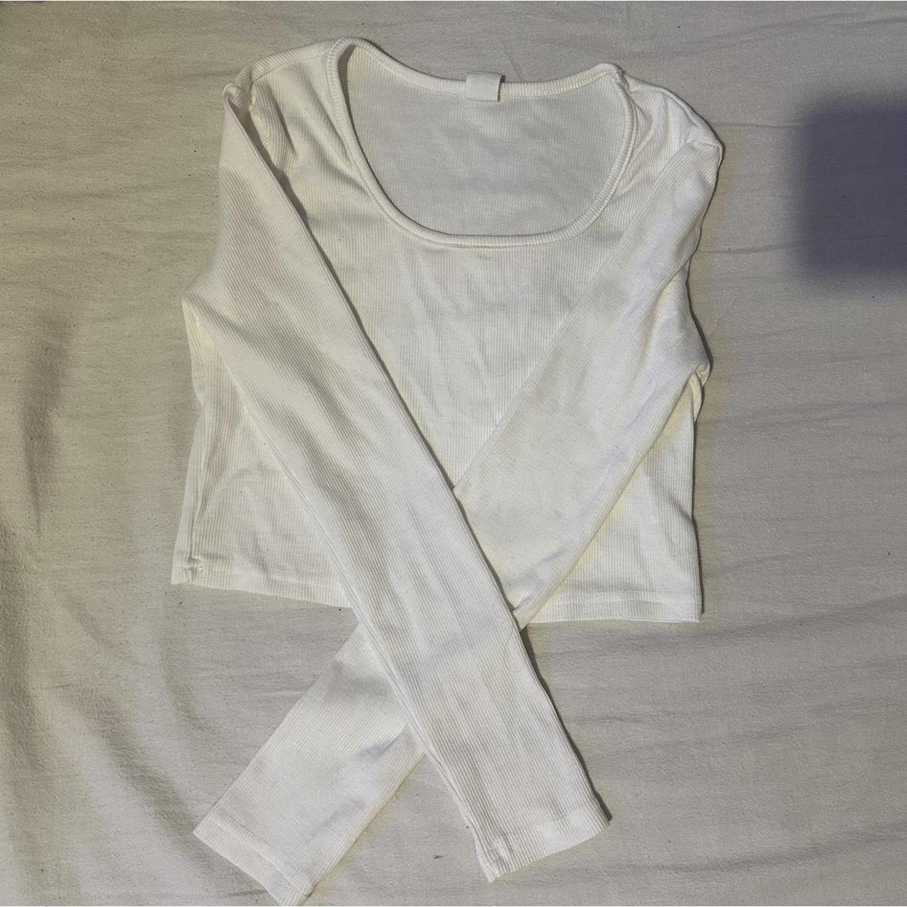 basic white ribbed long sleeve top. i have never... - Depop