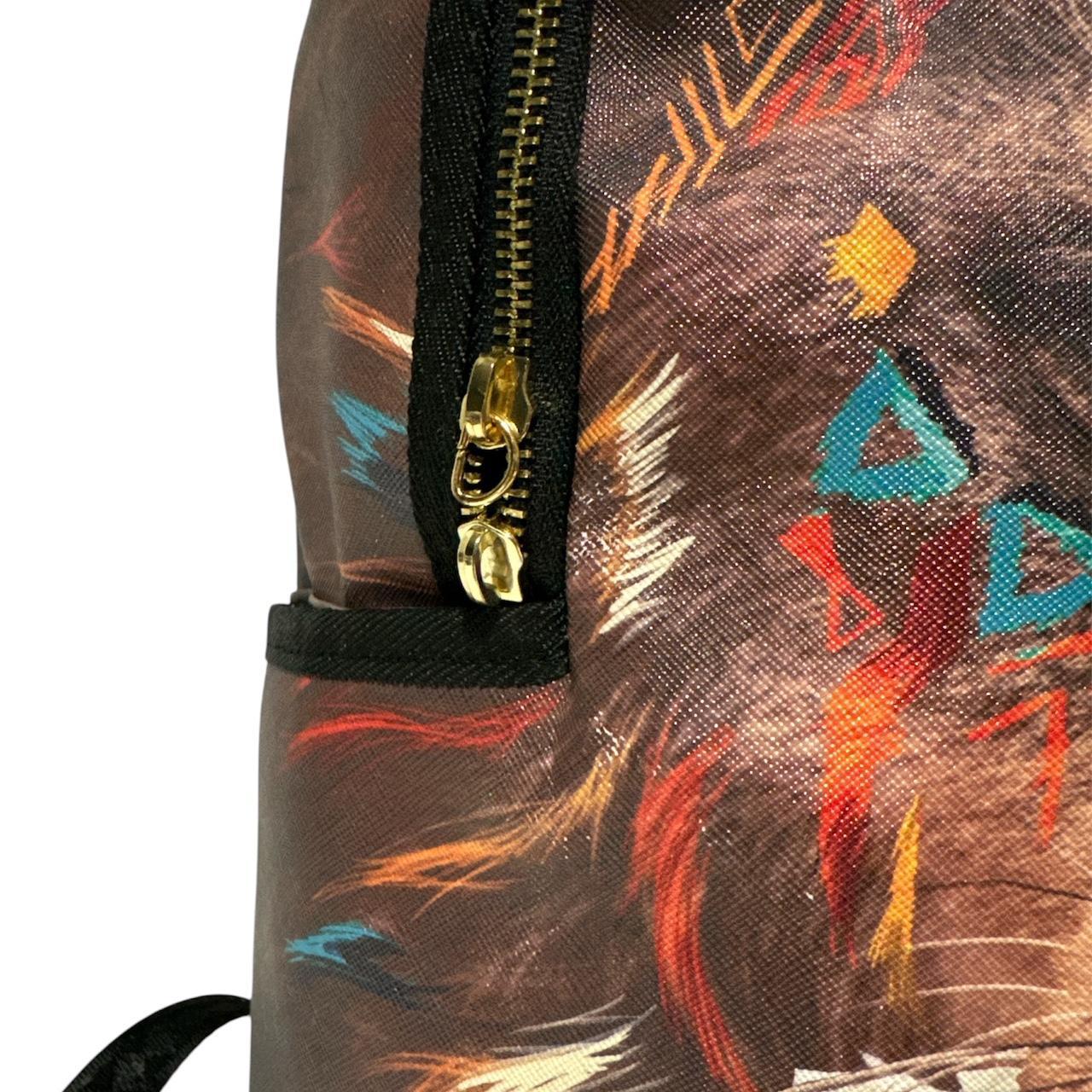 Sprayground Lion backpack in black and red canvas... - Depop