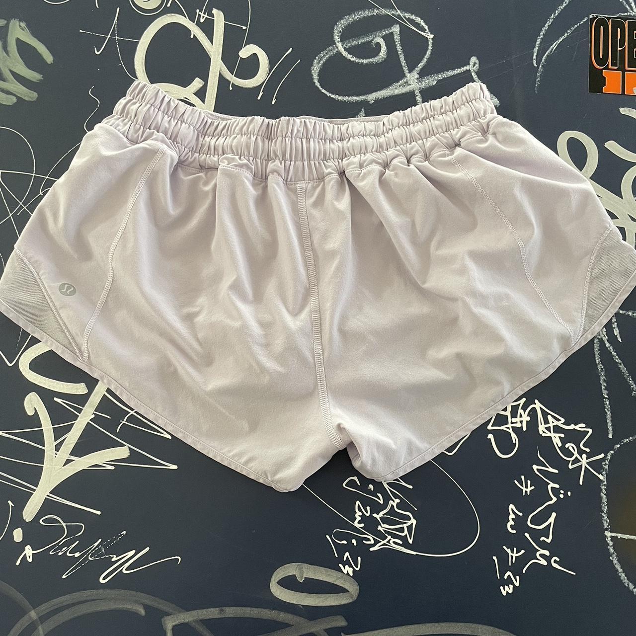Hotty Totty Lilac Low Waisted Shorts small stain on... - Depop