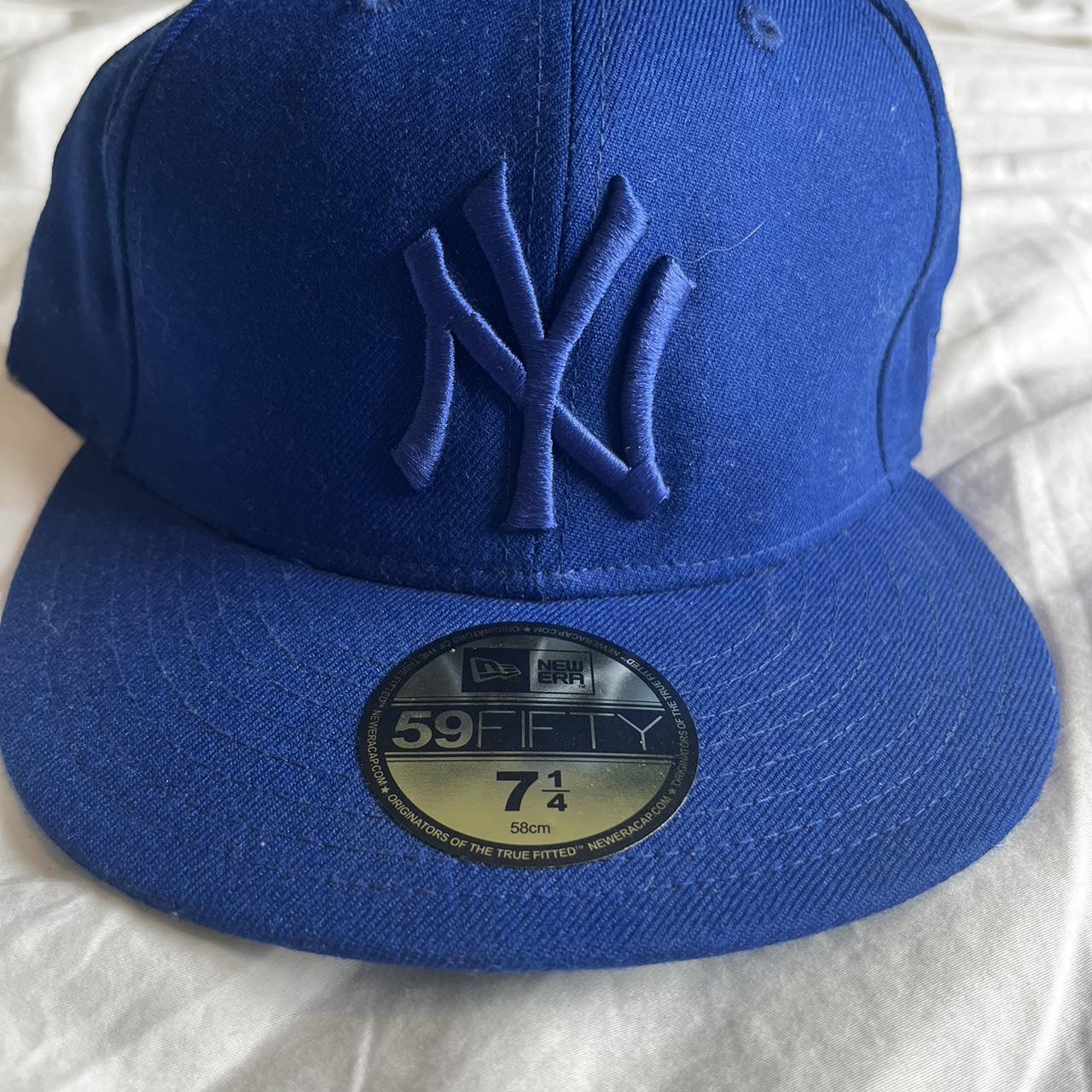 Royal blue New Era NY cap. Vintage rare colourway... - Depop